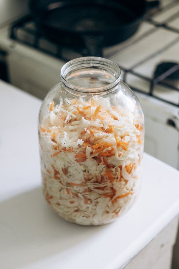A Three-liter Jar of Sauerkraut is in the Kitchen Stock Image - Image ...