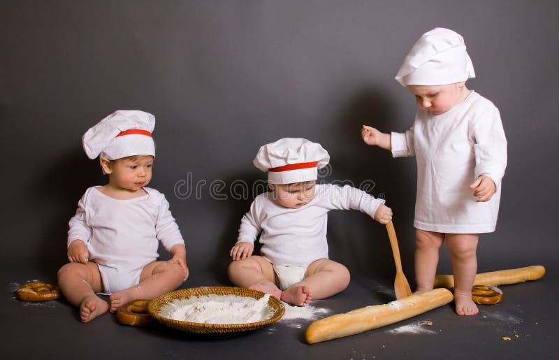 Three little boy cook stock photo. Image of child, children - 23125756