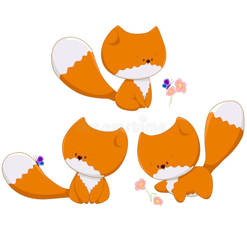 Three little foxes stock vector. Illustration of brown - 28183433