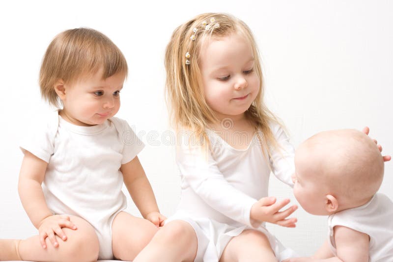 Three little girls stock image. Image of babies, little - 4676027