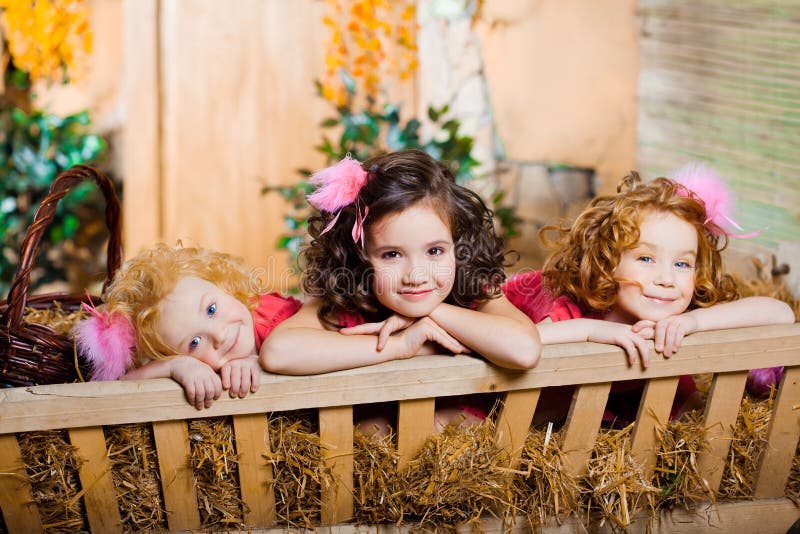 Three Little Girls, Cute Kids Stock Image - Image: 22739023