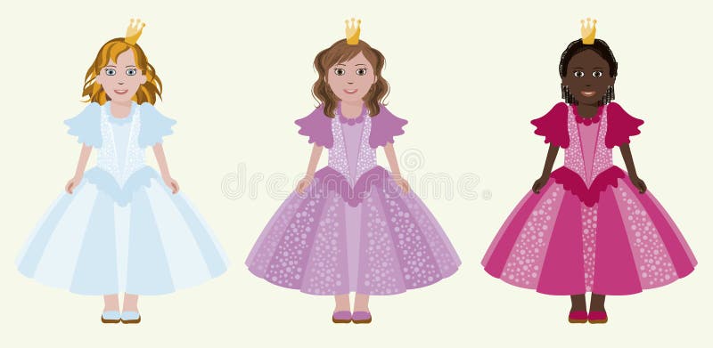 Three cute little princess stock vector. Illustration of blue - 26149961