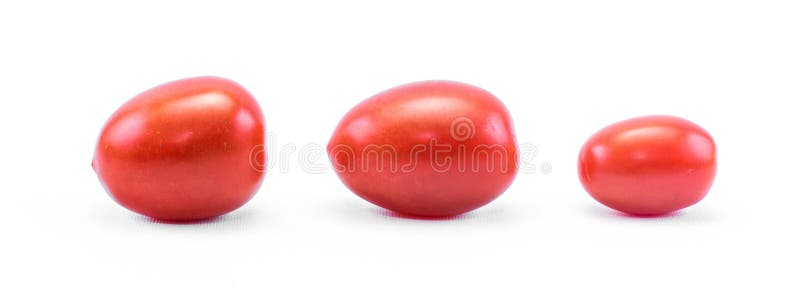 Three Little Red Tomatoes on a White Background Stock Image - Image of ...