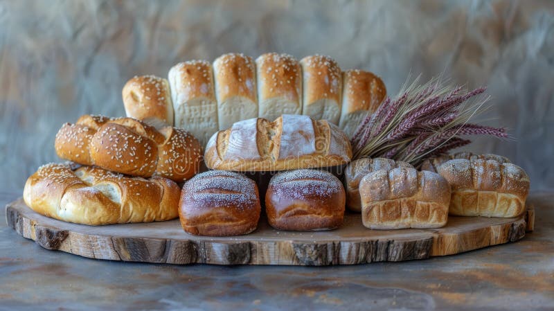 Three Loaves of Bread on Cutting Board Stock Image - Image of lunch ...