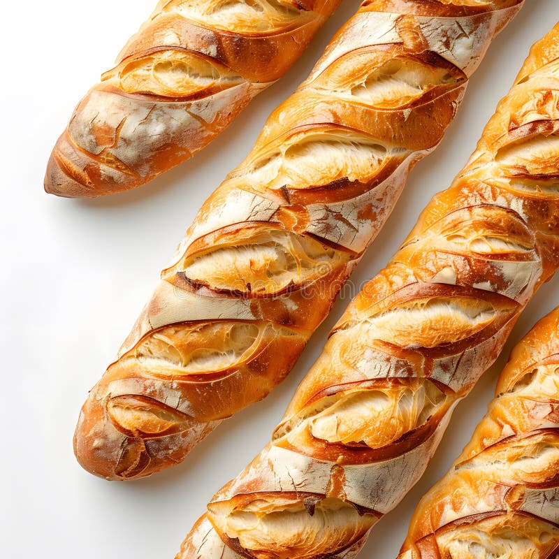 Three Loaves of Bread Displayed on a White Surface Stock Photo - Image ...
