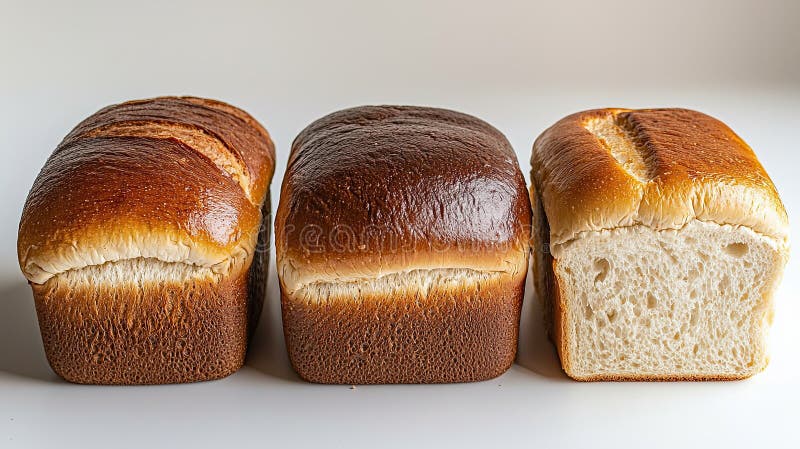 Three Loaves of Bread with Varying Crust Darkness, Showcasing Baking ...
