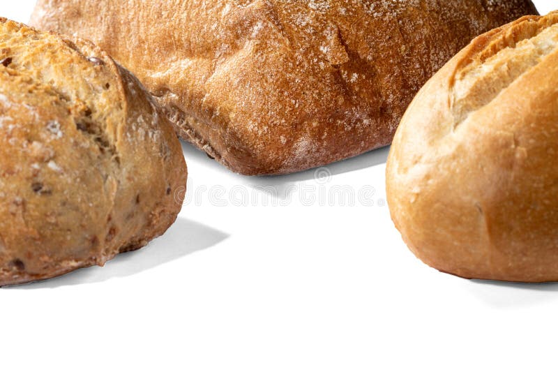 Three Loaves of Bread on a White Background Stock Image - Image of ...