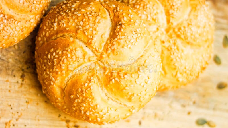 Three Loaves of Freshly Baked Bread in a Round Shape. in the Background ...