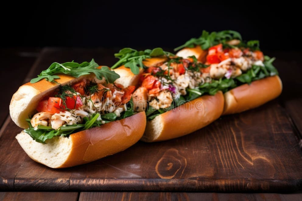 Three Lobster Rolls in a Row Stock Photo - Image of culinary, gourmet ...