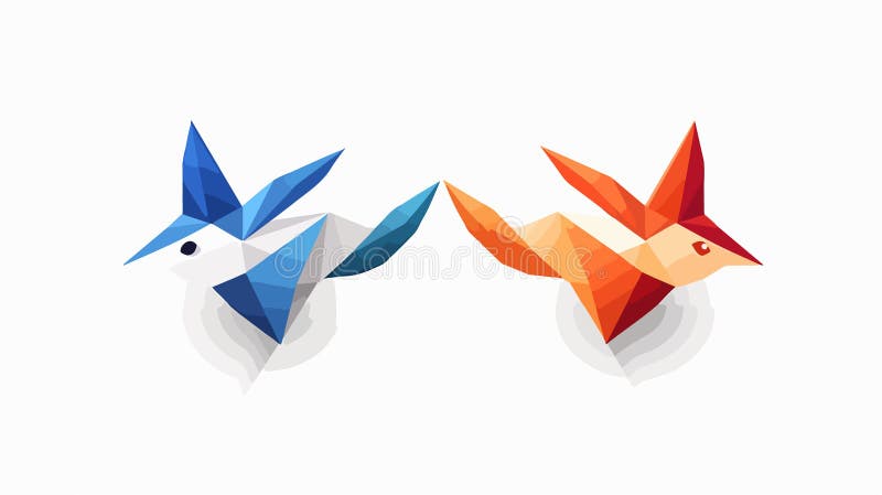 Three Logo in Origami Style Vector Logo Cartoon Stock Vector ...