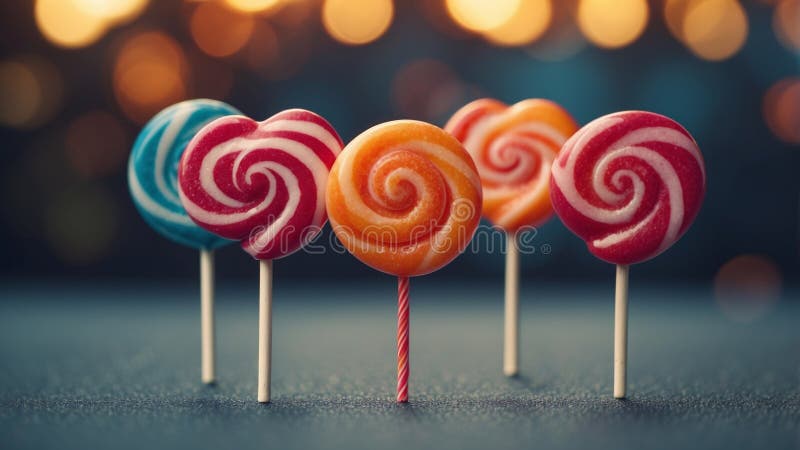 Three Lollipops with a Heart and a Swirl on Them. Stock Illustration ...