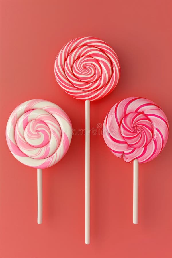 Three Lollipops Pink Background Stock Image - Image of pink, dessert ...