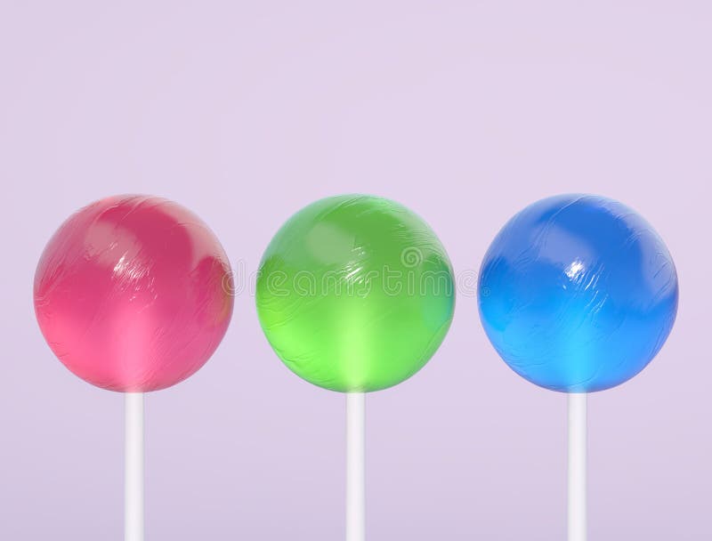 Three Lollipops on a Purple Background Stock Illustration ...