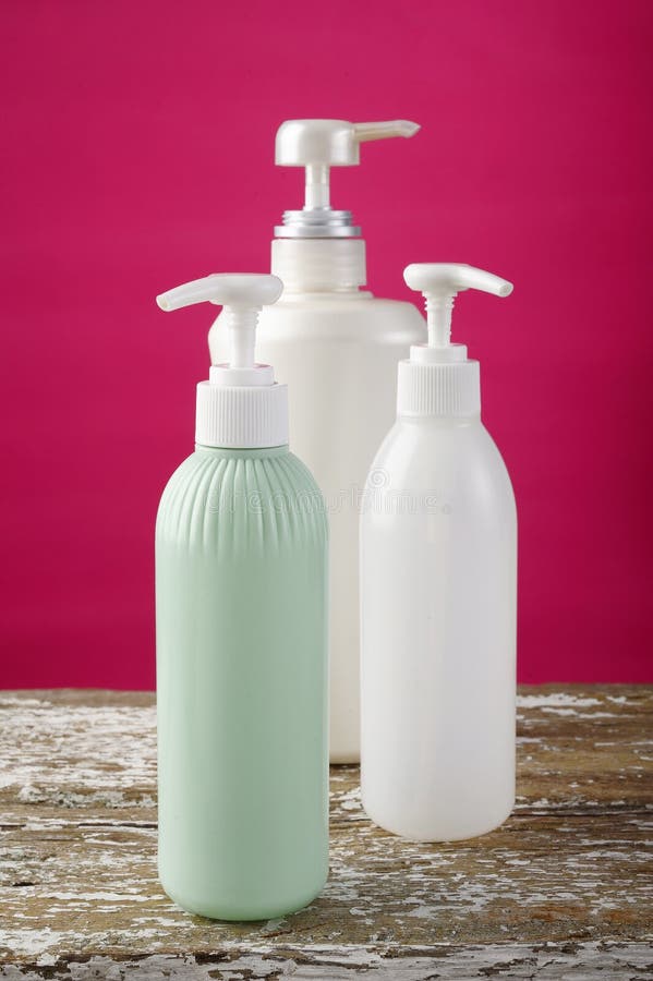 Three lotion bottle stock photo. Image of facial, squeeze - 45857136
