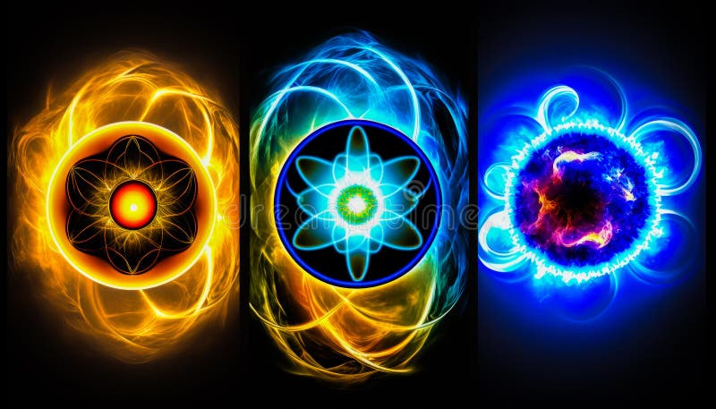 Three Luminous Emblems with Different Colors . the Three Main Types of ...