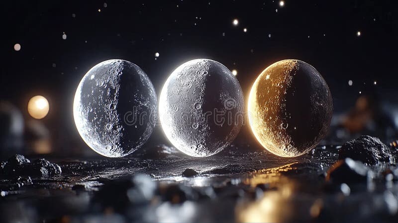 Three Luminous Moons Dark Sky Stock Photos - Free & Royalty-Free Stock ...
