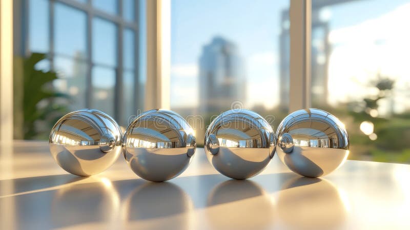 Three Lustrous Chrome Spheres on a White Surface - these Chrome Spheres ...