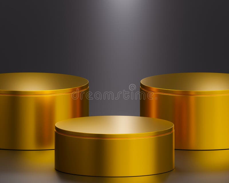 Three Luxurious Golden Circular Display Stands Stock Illustration ...