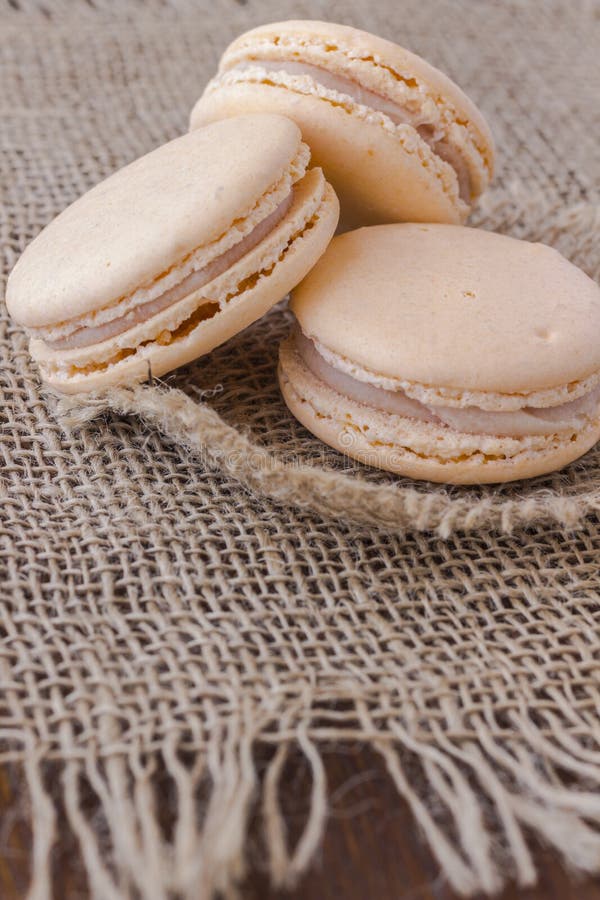 Three Macaroni Cake on the Burlap. Top View Stock Image - Image of food ...