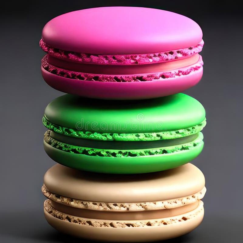 Three Macaroons in a Stack. AI Generative Stock Photo - Image of ...