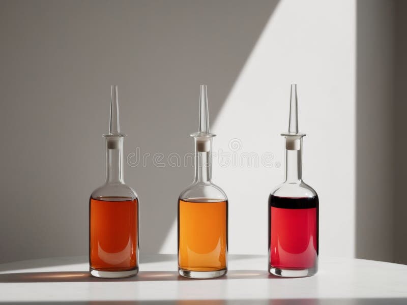 Three Magic Potion Glass Bottles with Colorful Liquids. Stock ...