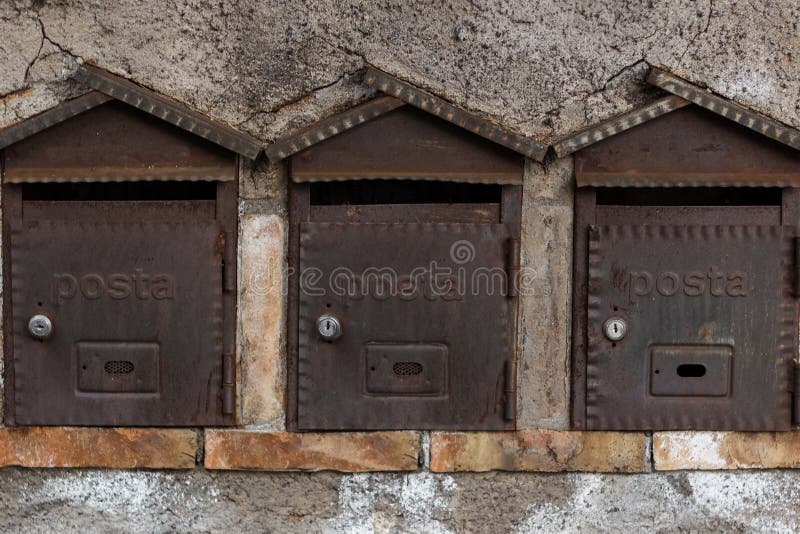 The three mail boxes stock photo. Image of vintage, background - 66633582