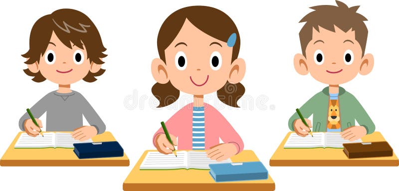 Students taking an exam stock illustration. Illustration of students ...