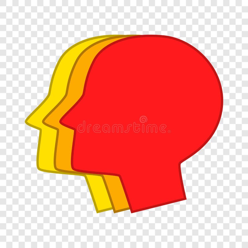 Three Male Head Silhouettes Icon, Cartoon Style Stock Vector ...