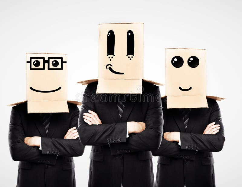 Three man with happy box stock image. Image of isolated - 56275855