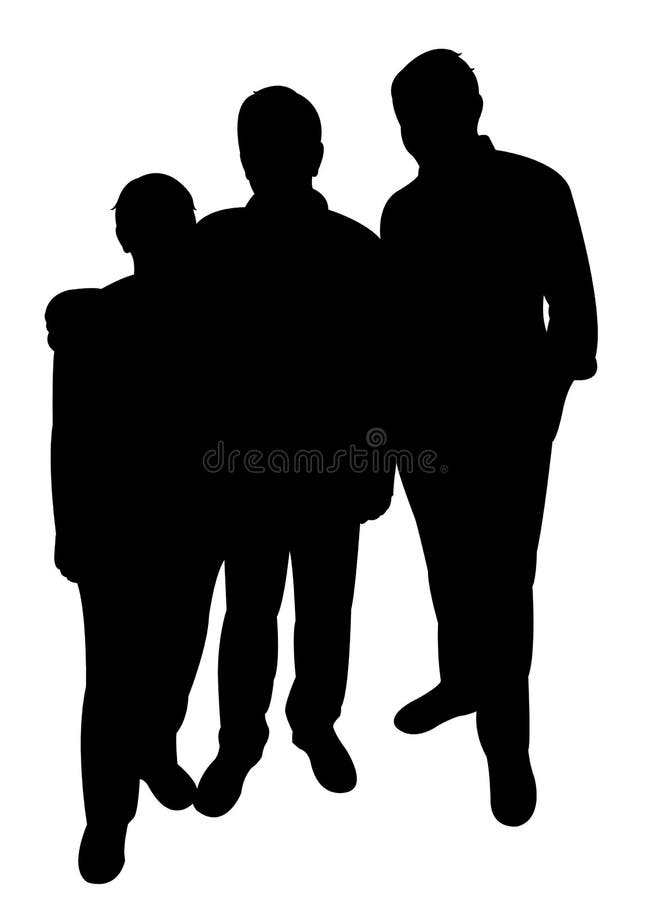 Three Man Together, Silhouette Vector Stock Vector - Illustration of ...