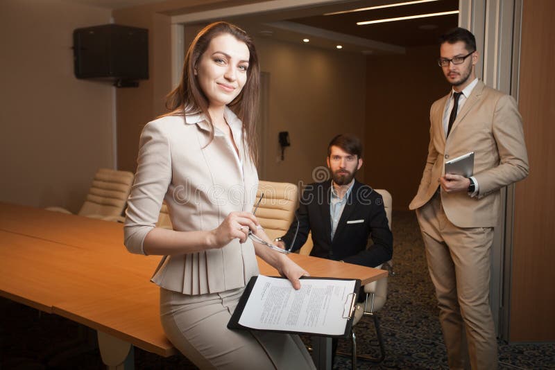 Three Managers Meeting in Office Stock Image - Image of cooperation ...