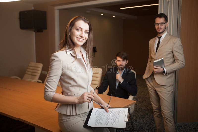 Three Managers Meeting in Office Stock Image - Image of decoration ...