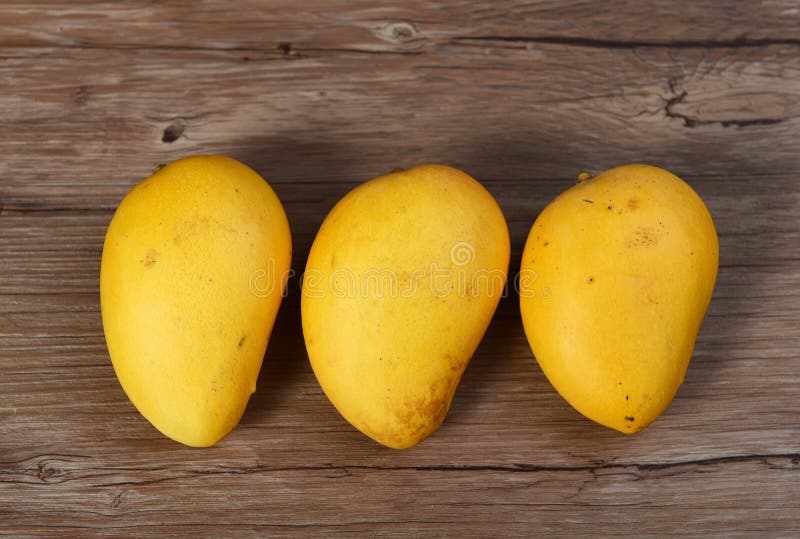 Three mango on wooden stock photo. Image of juicy, gourmet - 32016258
