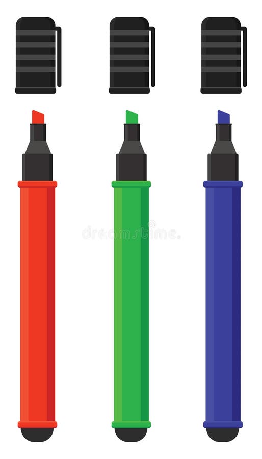 Three Markers Create Art. Cheerful Cute Cartoon Character. Good Mood ...