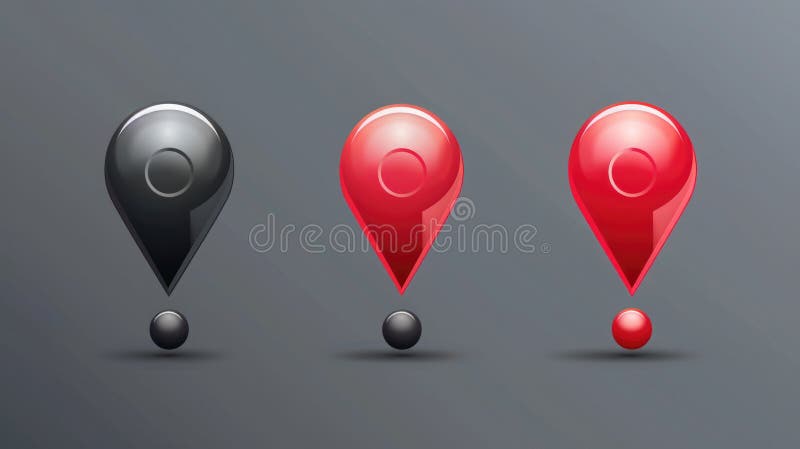Three Markers on a Map or in a Navigation System, Used for Tracking ...