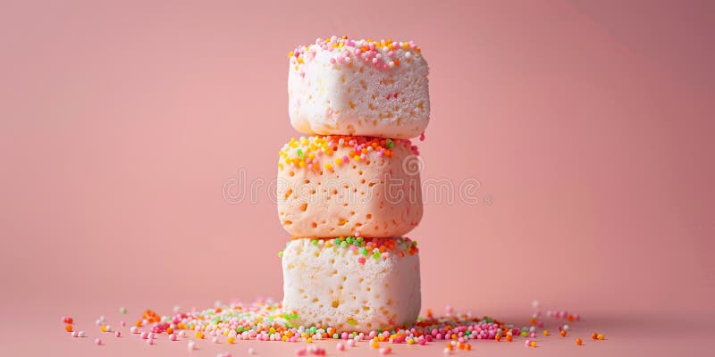 Three Marshmallows Stacked on Top of Each Other, with Sprinkles on Top ...