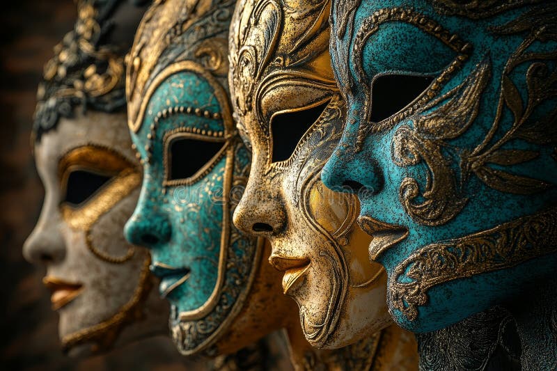 Three Masks Depicting Women S Faces are Displayed, One of Which ...