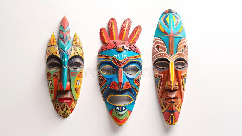 Three Masks with Different Colors and Designs Stock Illustration ...