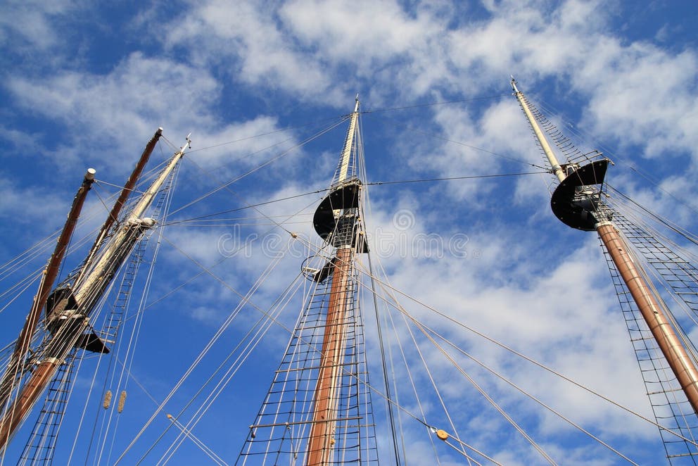Three masts stock photo. Image of long, line, crows, lines - 8110710