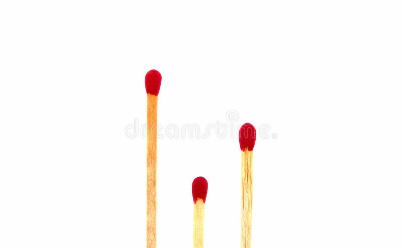 Three of Matches Show of Short Long Style Isolated on White Background ...