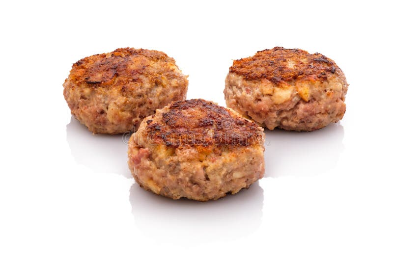 Three Meat Balls Roasted White Isolated Stock Image - Image of close ...