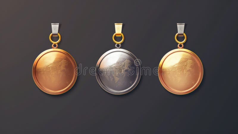 Three Medals of Different Colors on a Dark Backdrop. Suitable for ...