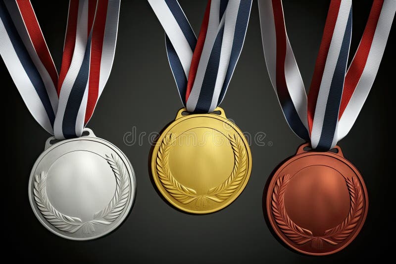 Three Medals. Gold, Silver, Bronze Medals. 1st, 2nd, 3rd Place Stock ...
