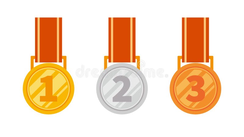 Three Medals with Numbers 1, 2 and 3 Stock Vector - Illustration of ...