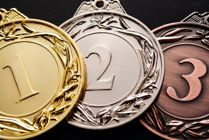 Three medals for prizes stock image. Image of winner - 49136945