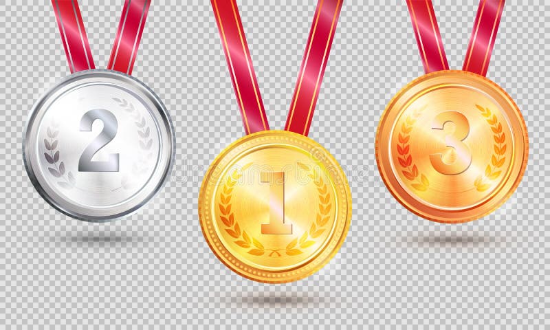 Three Medals Vector Illustration on Transparent Stock Vector ...