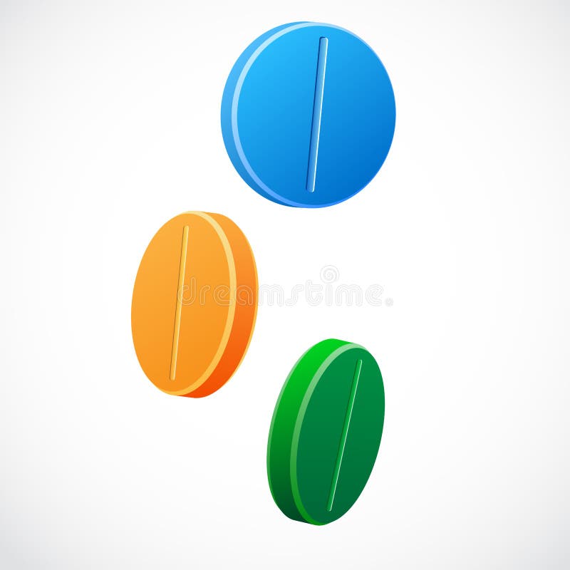 Three Medical Tablets Isolated Stock Illustration - Illustration of ...