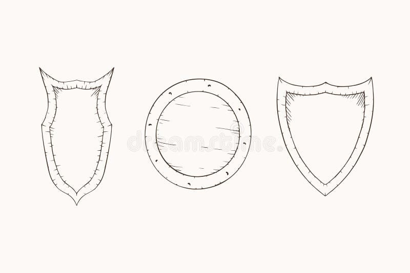 Three medieval shields set stock vector. Illustration of military ...