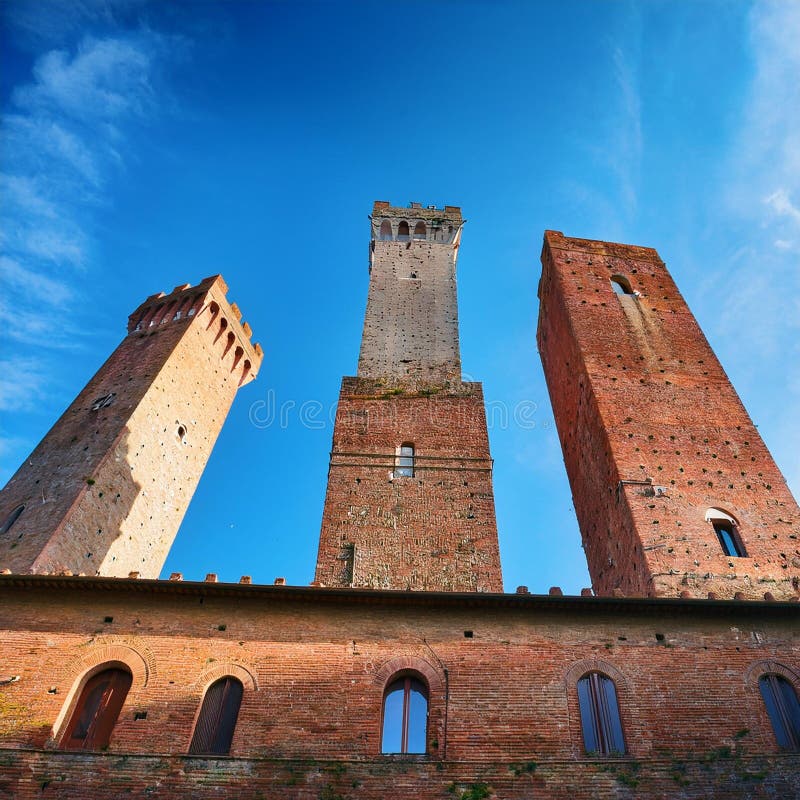 Three Medieval Towers Made of Red Bricks, AI Generated Stock ...