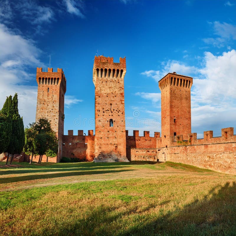 Three Medieval Towers Made of Red Bricks, AI Generated Stock ...